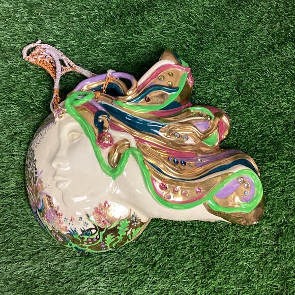 Art | Vintage Hand Painted Ceramic Wall Art Face | Poshmark